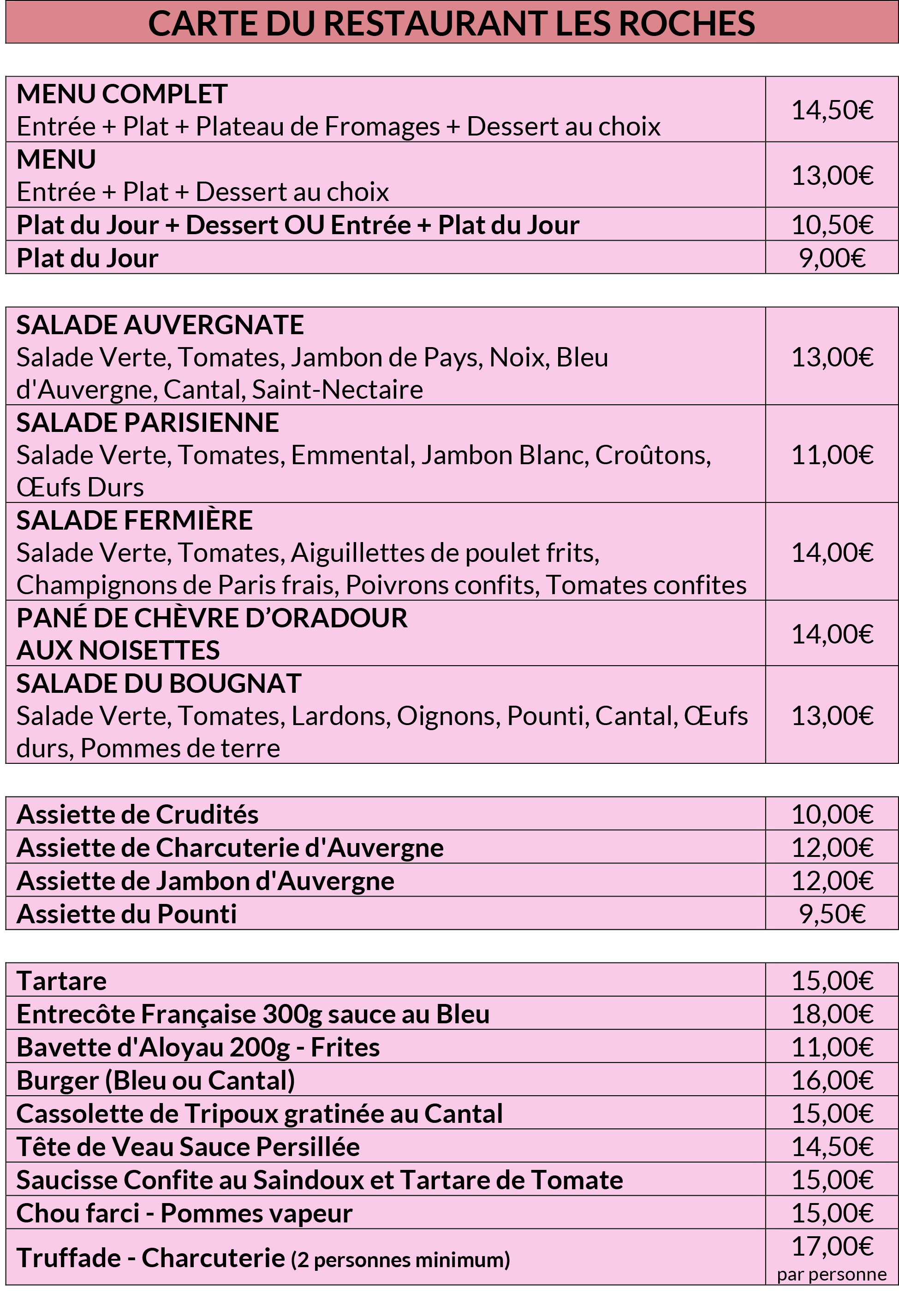 Restaurant Les Roches - Saint-Flour - Cantal